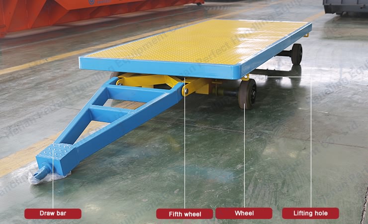 50t Steel Frame Flat Bed Platform Handling Semi-truck with Non-power ...
